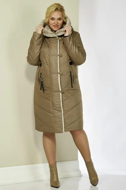 Пальто 2135 капучино Shetti купить в интернет магазине Велесмода